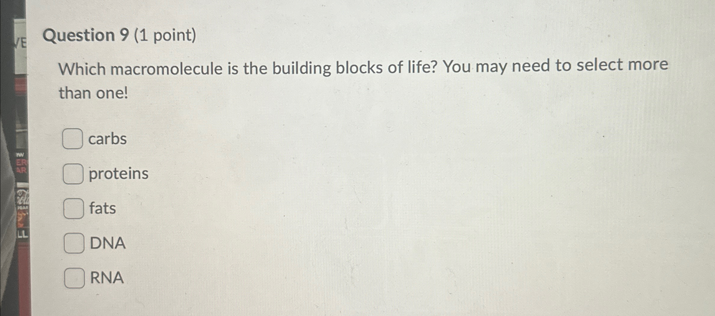 Solved Question 9 1 ﻿point Which Macromolecule Is The