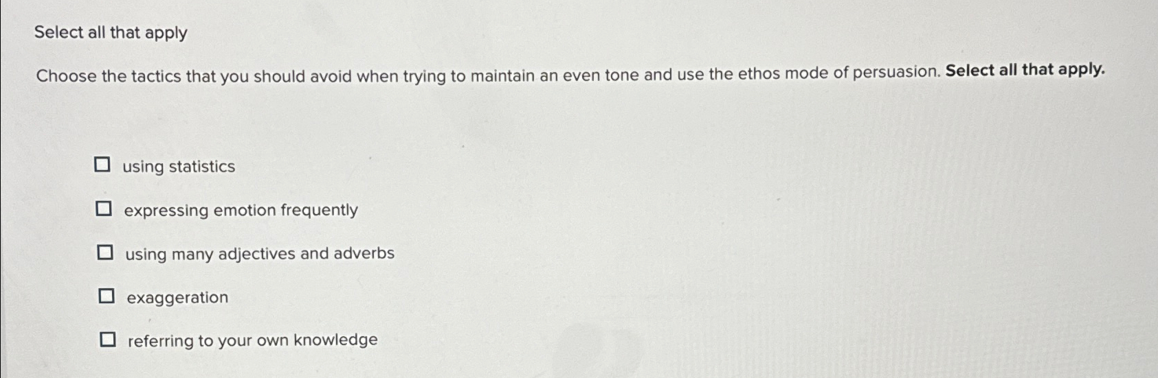 Solved Select all that applyChoose the tactics that you | Chegg.com