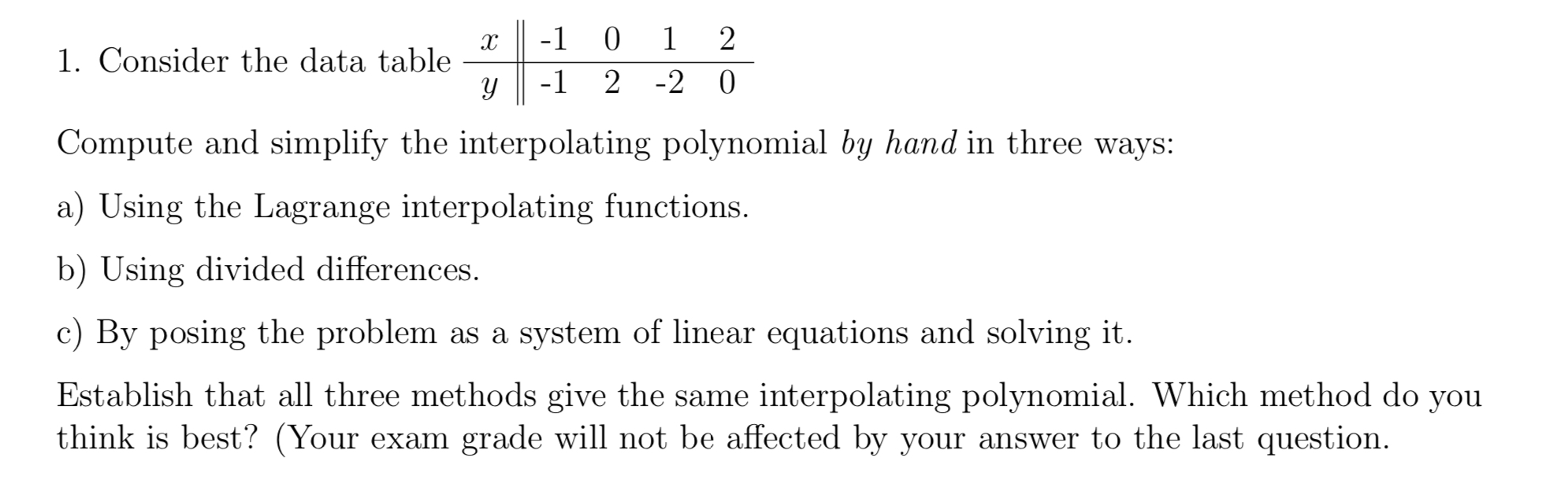 Solved Consider The Data Table