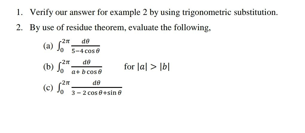 Solved . 1-1 Example: 2. Using residue theorem, evaluate I= | Chegg.com
