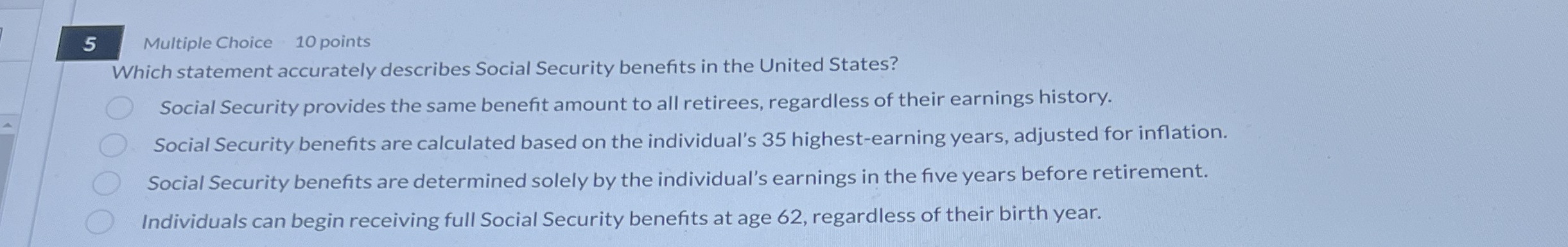 Solved 5 ﻿Multiple Choice 10 ﻿pointsWhich statement | Chegg.com
