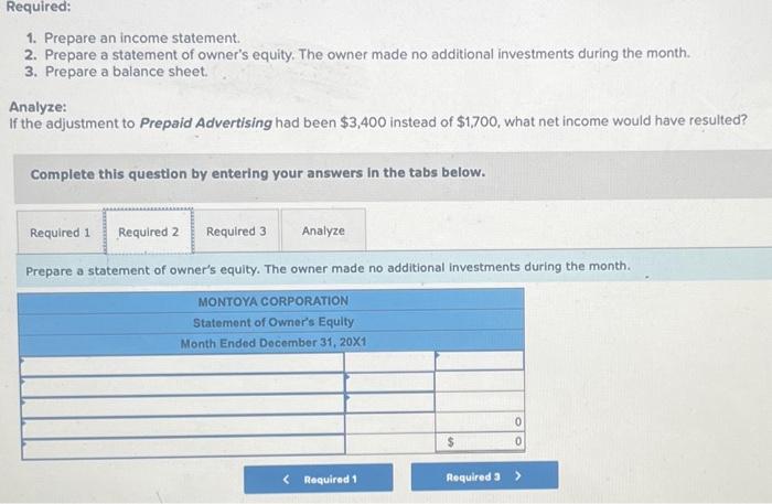 Solved Required 1 Prepare An Income Statement 2 Prepare Chegg