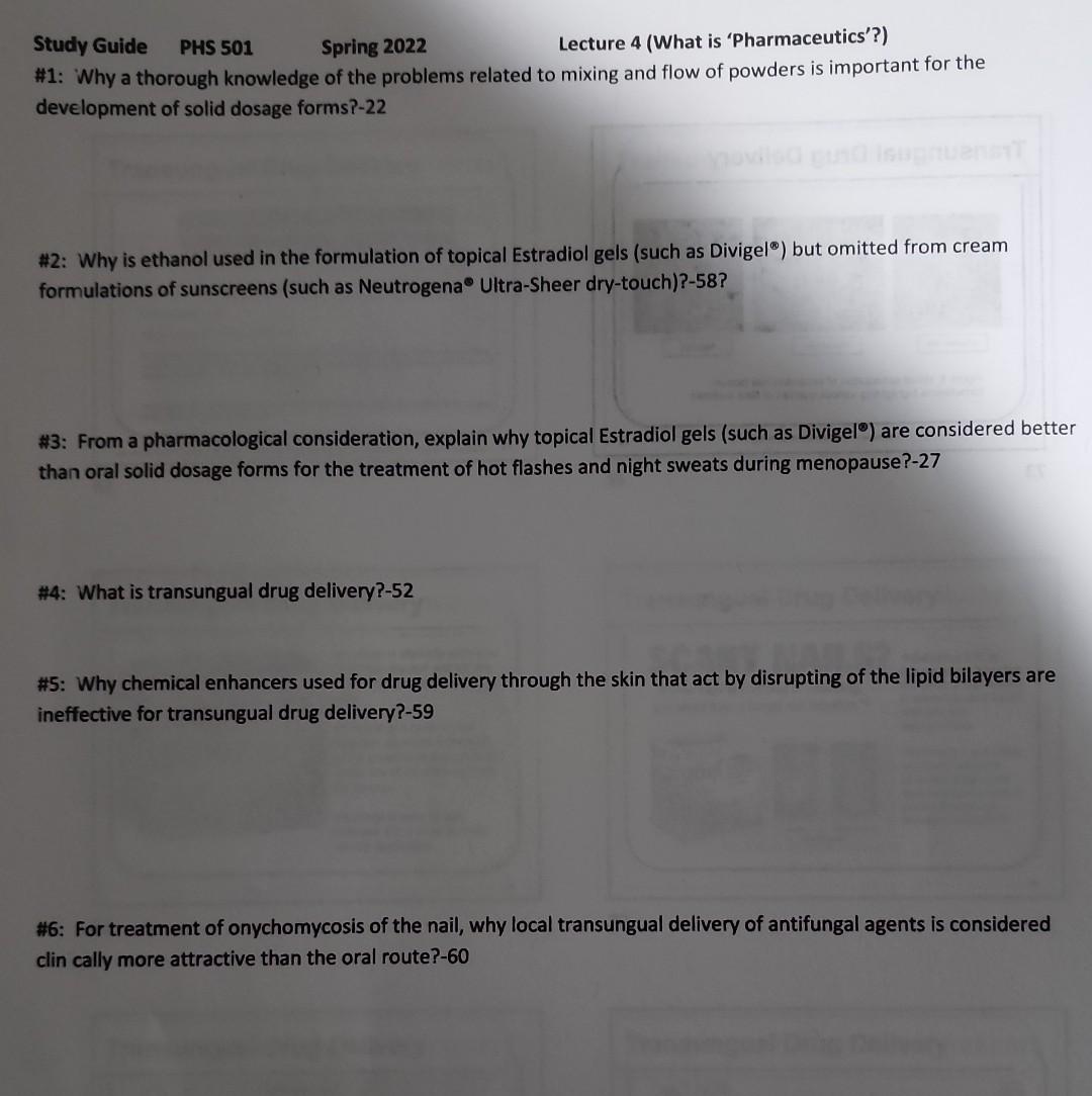 Solved Study Guide PHS 501 Spring 2022 Lecture 4 (What is | Chegg.com