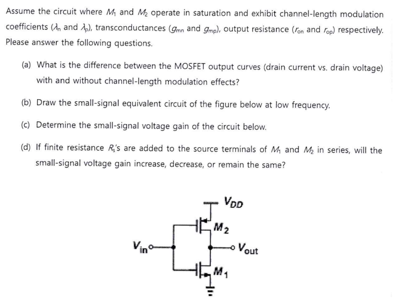 Assume the circuit where M1 ﻿and M2 ﻿operate in | Chegg.com