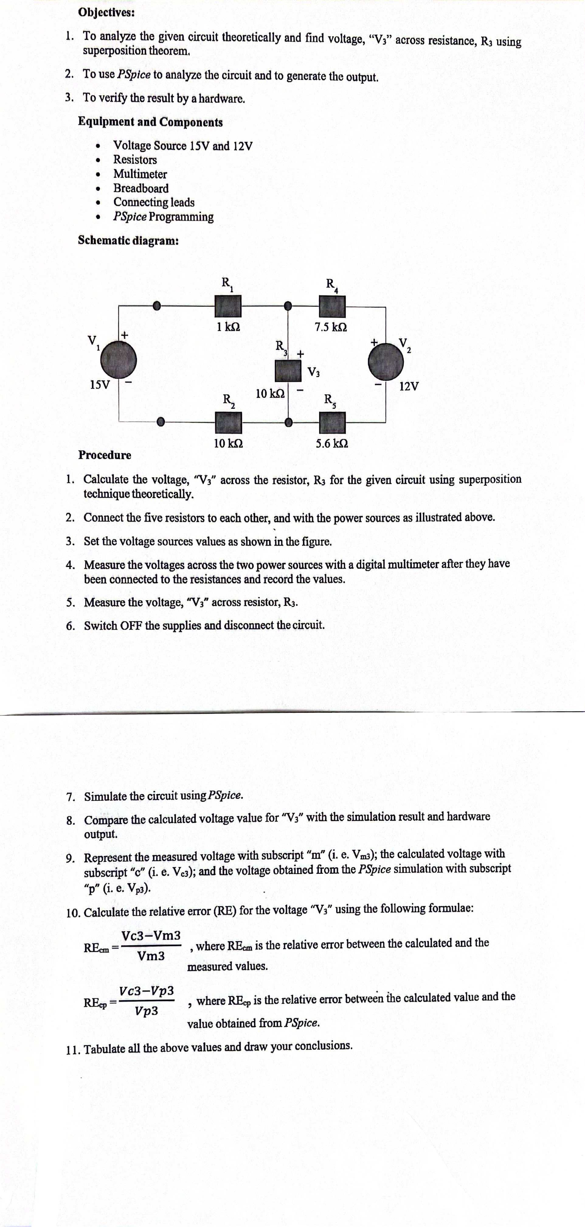 Solved Objectives:To analyze the given circuit theoretically | Chegg.com