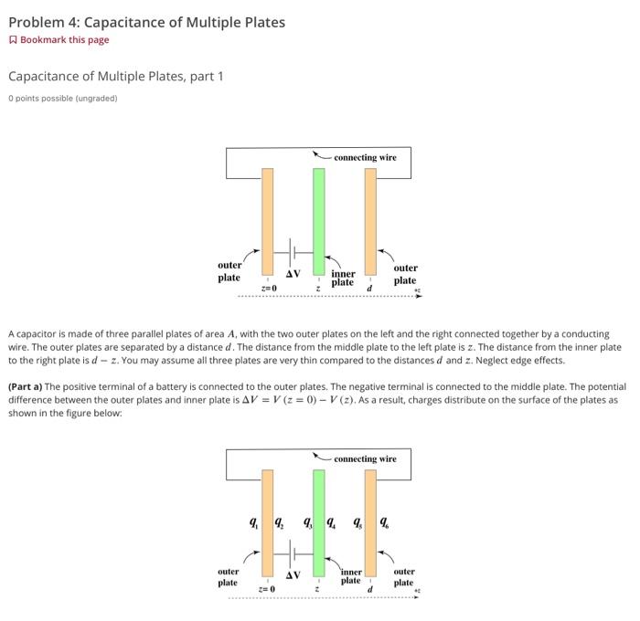 Solved Problem 4: Capacitance of Multiple Plates A Bookmark | Chegg.com