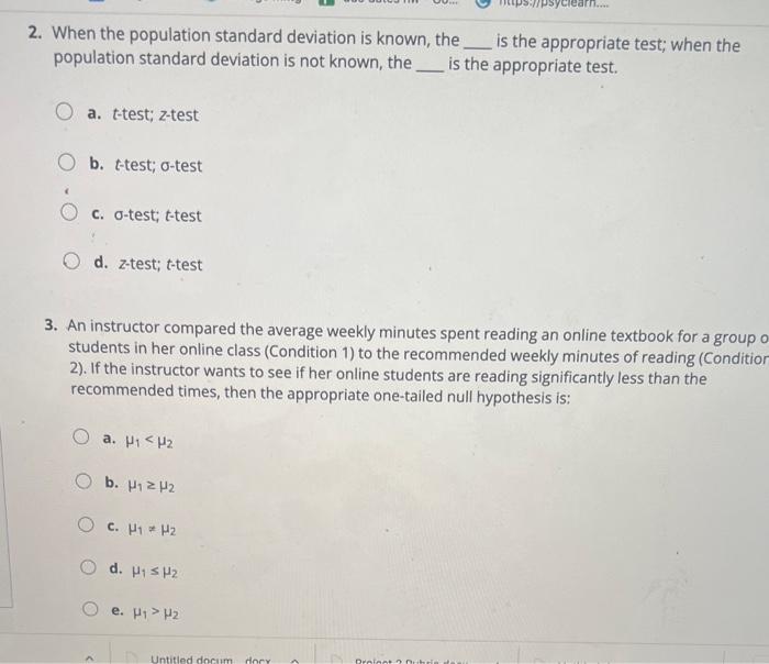 Solved 2. When the population standard deviation is known, | Chegg.com
