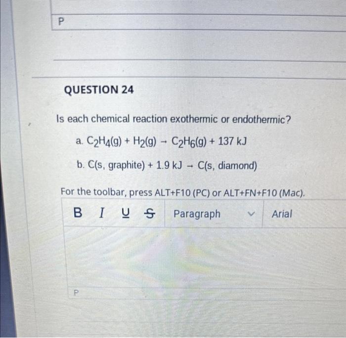Solved Is each chemical reaction exothermic or endothermic? | Chegg.com