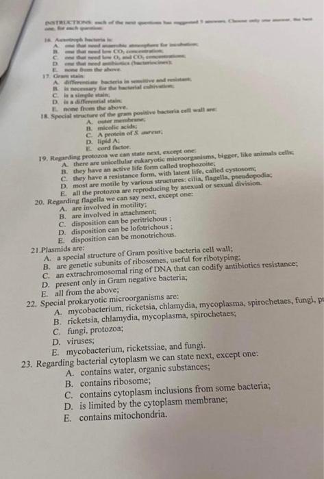 b. it a defferenitial stain 1. mone frem the above. | Chegg.com