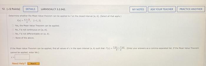 Solved 12. (-/2 Points DETAILS LARHSCALC132.042 MY NOTES ASK | Chegg.com Solved 12. (-/2 Points DETAILS LARHSCALC132.042 MY NOTES ASK | Chegg.com