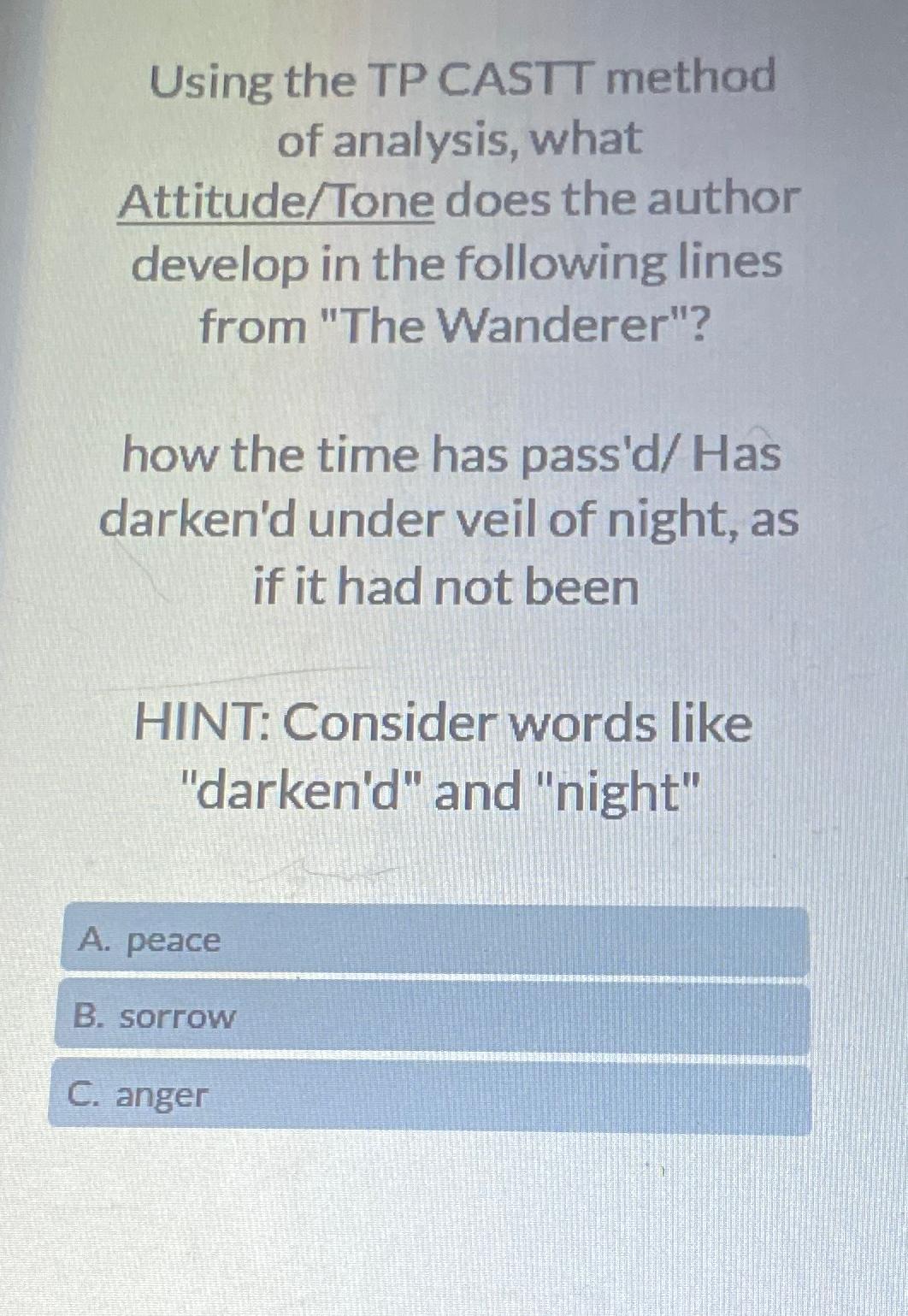 Solved Using the TP CASTT method of analysis, what | Chegg.com
