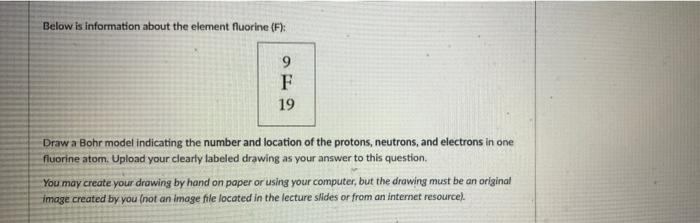 Solved Below is information about the element fluorine (F): | Chegg.com