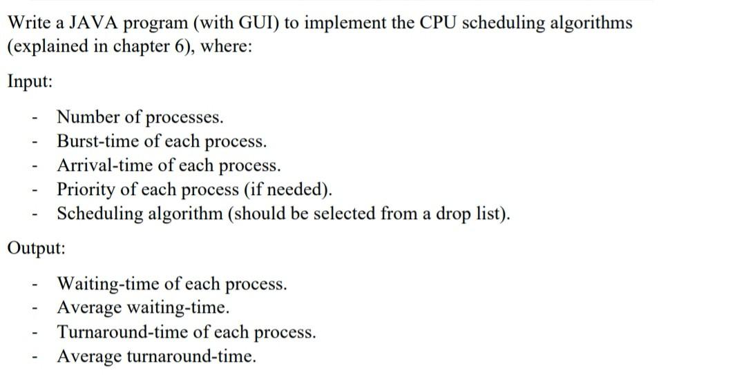 Solved A Gui Graphical User Interface In Java Cpu Chegg