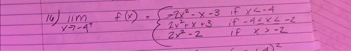 Solved \\( \\lim _{x \\rightarrow-4^{+}} | Chegg.com