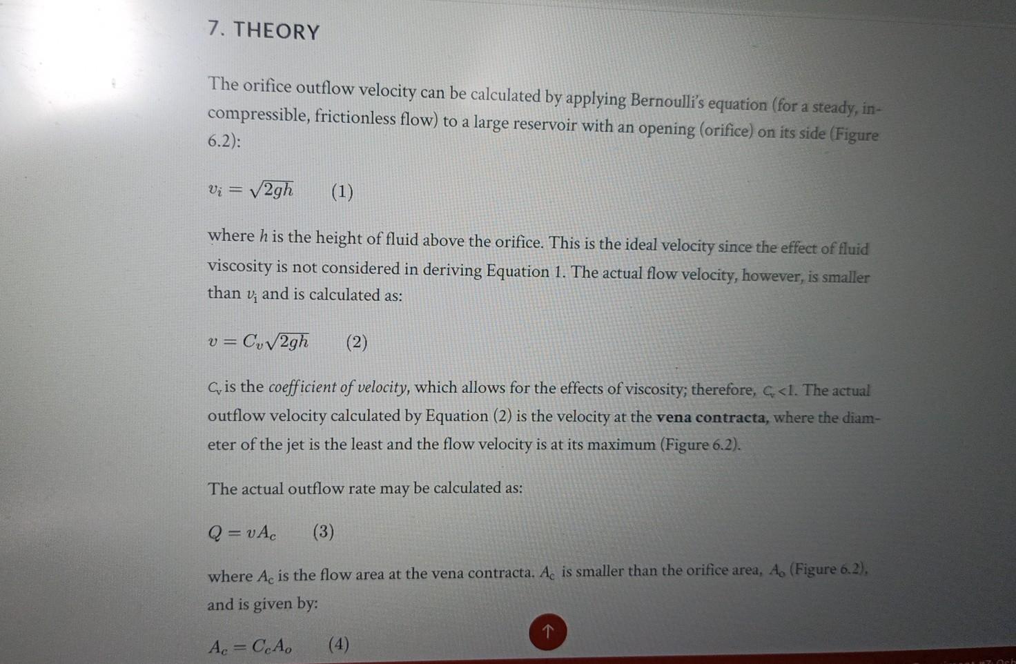 Solved EXPERIMENT #6: ORIFICE AND FREE JET FLOW 1. | Chegg.com