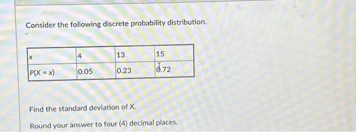 Solved Consider the following discrete probability | Chegg.com