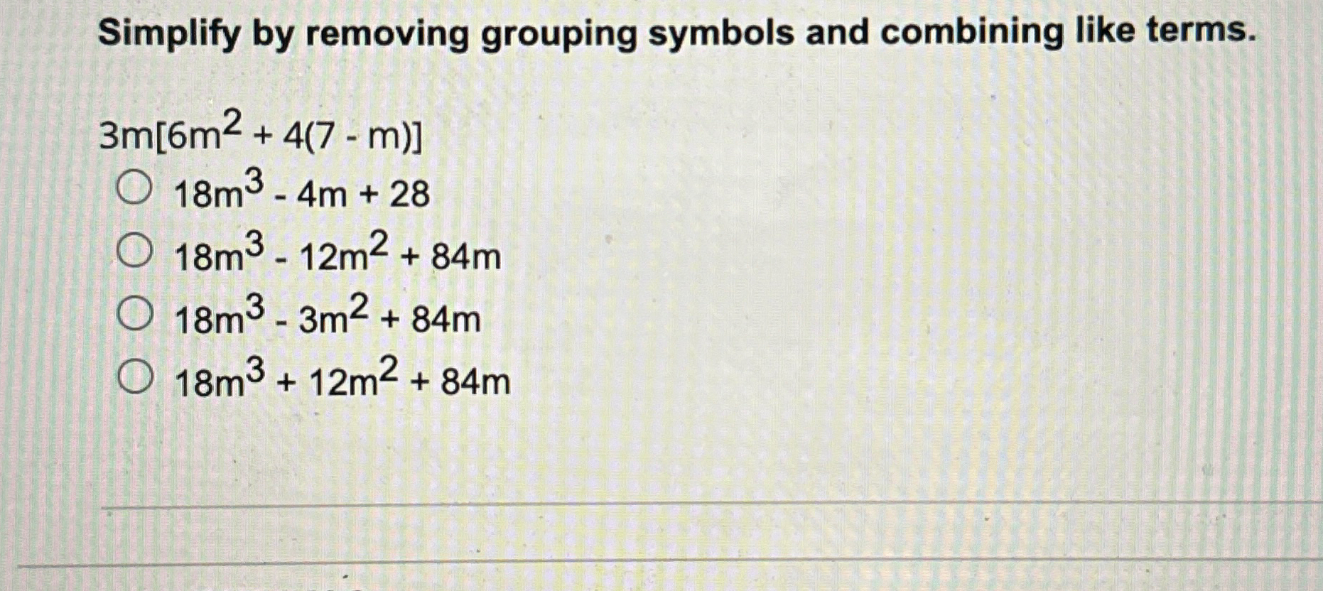 Solved Simplify by removing grouping symbols and combining | Chegg.com