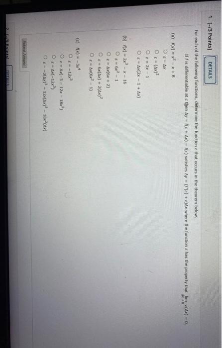 Solved 1. [-13 Points) DETAILS For each of the following | Chegg.com