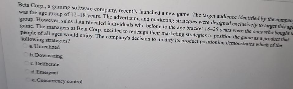 Solved Beta Corp., a gaming software company, recently | Chegg.com