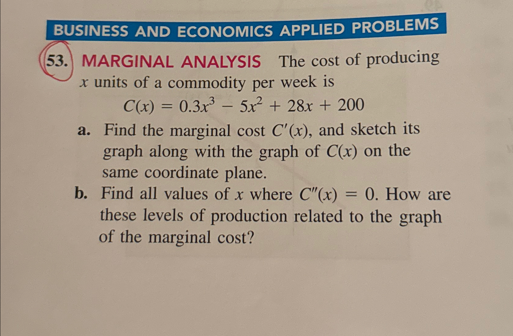 BUSINESS AND ECONOMICS APPLIED PROBLEMS53. ﻿MARGINAL | Chegg.com