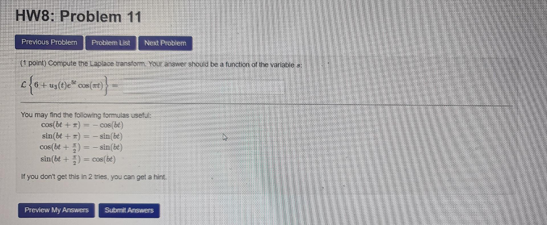 Solved HW8: Problem 11 Previous Problem Problem List Next | Chegg.com