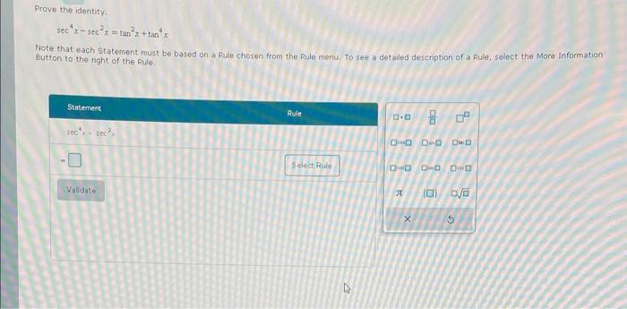 Solved Prove the identity; sec4x−sec2x=tan2x+tan4x Note that | Chegg.com