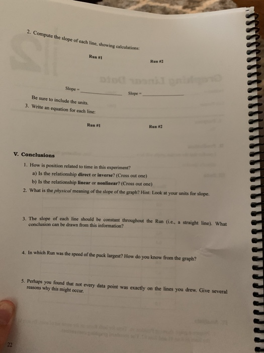 Solved Response Sheet Experiment 2 Graphing Linear Data | Chegg.com