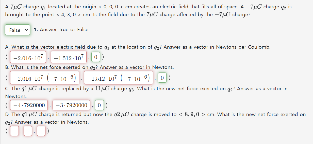 Solved A 7μC ﻿charge q1 ﻿located at the origin cm | Chegg.com