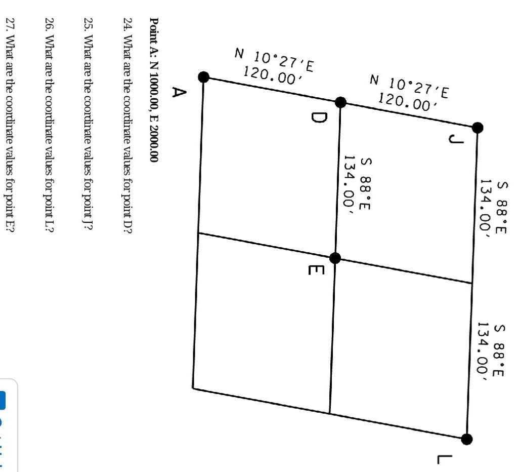 Solved Point A: N 1000.00, E 2000.00 24. What are the | Chegg.com Solved Point A: N 1000.00, E 2000.00 24. What are the | Chegg.com