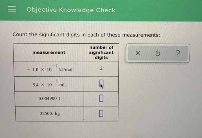 Solved = Objective Knowledge Check Count the significant | Chegg.com
