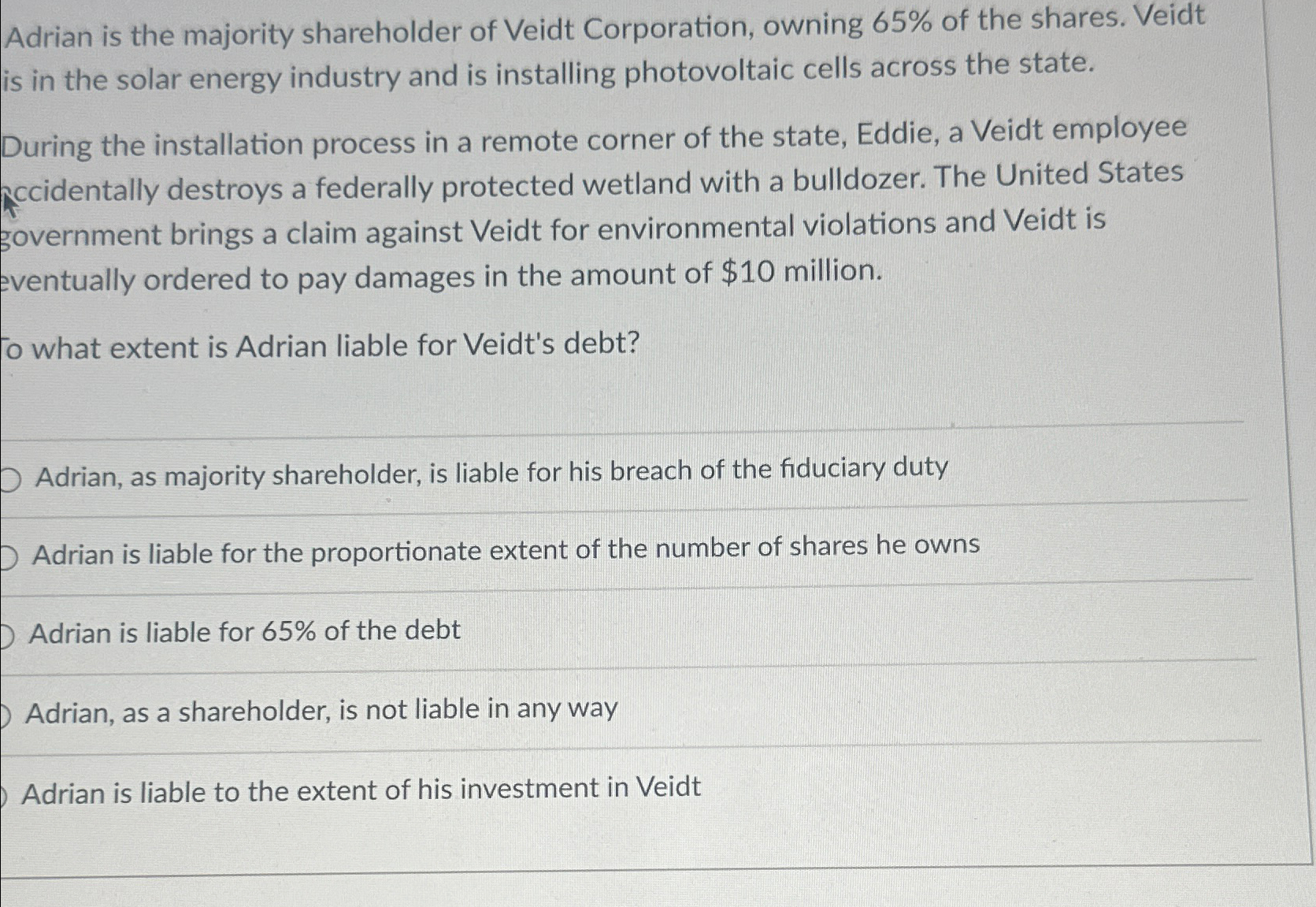Solved Adrian is the majority shareholder of Veidt | Chegg.com