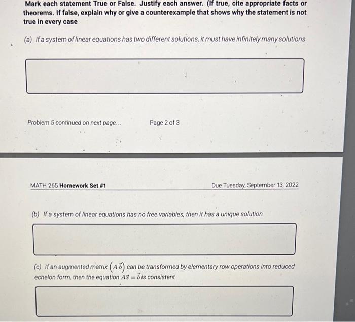 Solved Mark each statement True or False. Justify each | Chegg.com