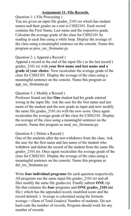 Solved please write the 4 programs needed in python, super | Chegg.com