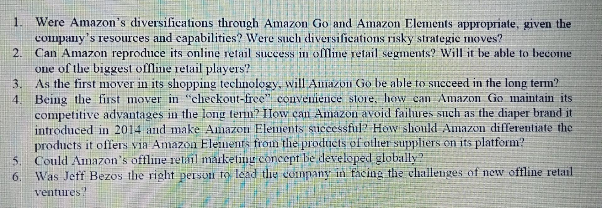 Solved دا شد 1. Were Amazon's diversifications through | Chegg.com