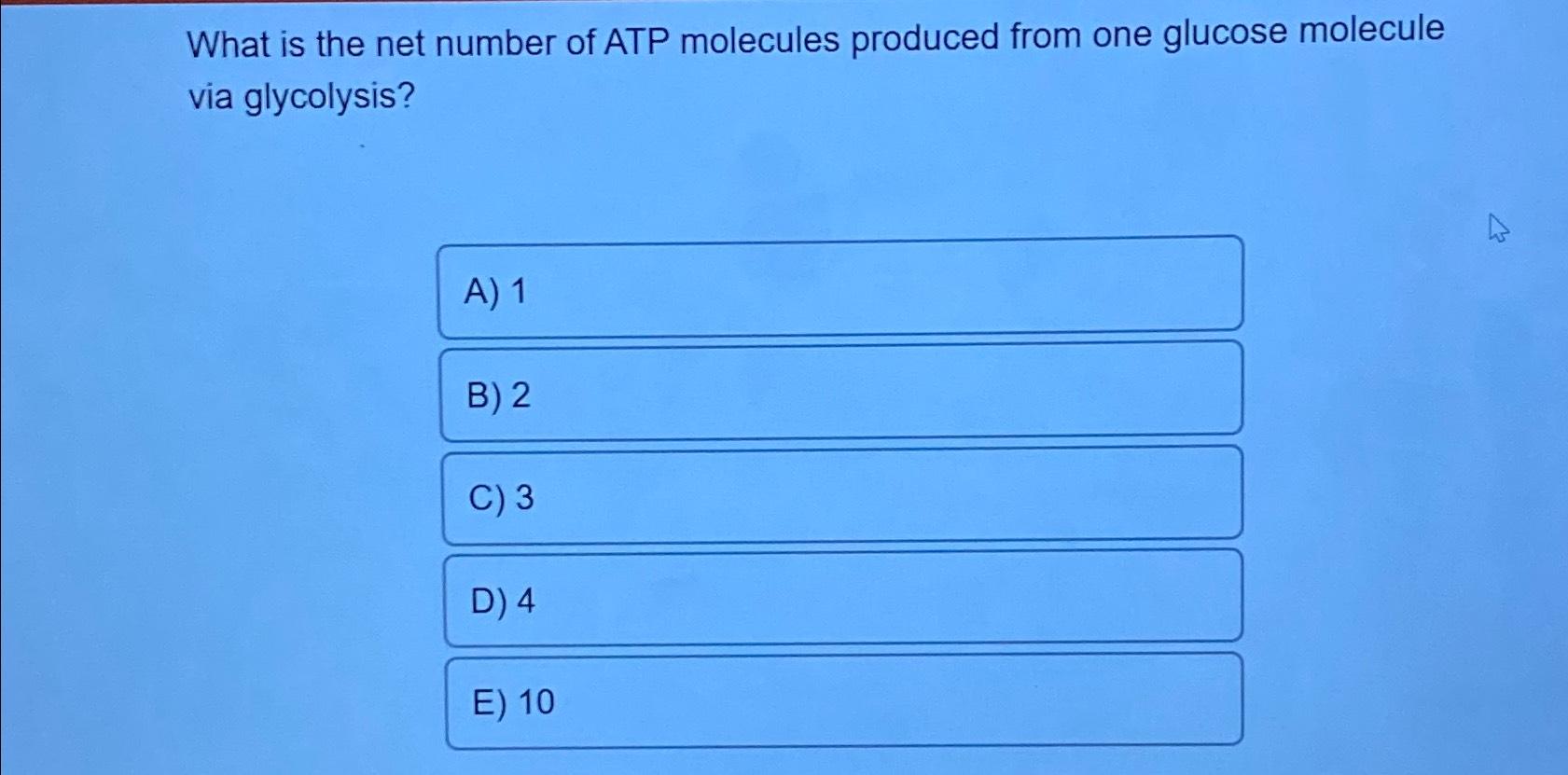 What is the net number of ATP molecules produced from | Chegg.com