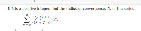 Solved If k ﻿is a positive integer, find the radius of | Chegg.com