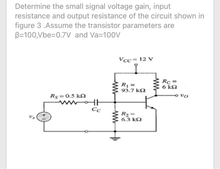 Solved Determine the small signal voltage gain, input | Chegg.com