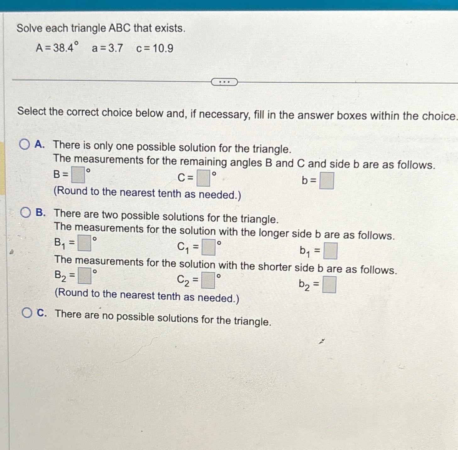 Solved Solve each triangle ABC that | Chegg.com