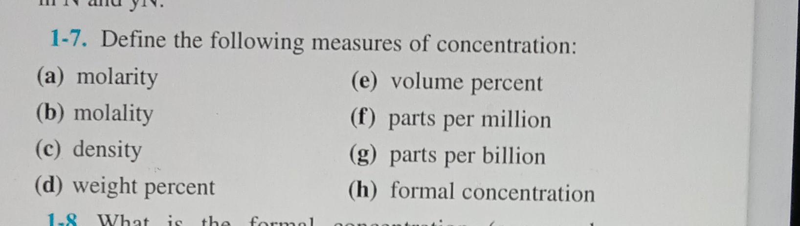 Solved 1-7. Define the following measures of concentration: | Chegg.com