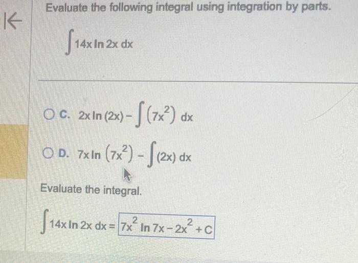 Solved Evaluate the following integral using integration by | Chegg.com