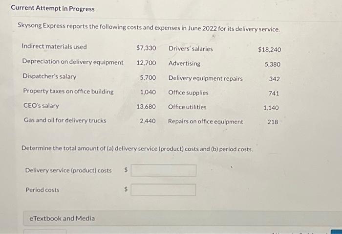 Solved Current Attempt in Progress Skysong Express reports | Chegg.com