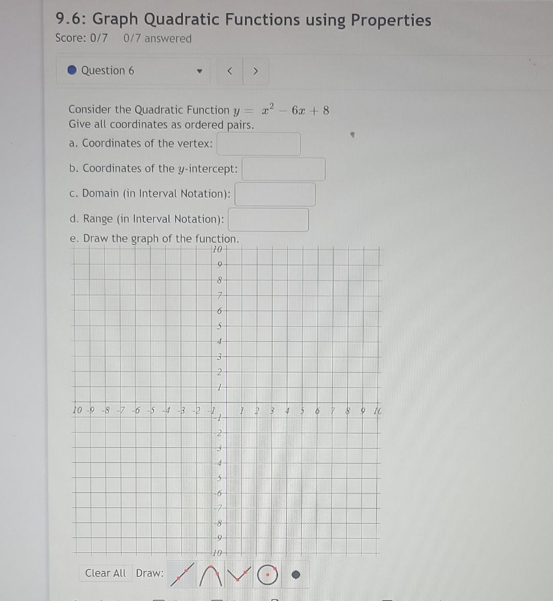 Solved 9.6: Graph Quadratic Functions using Properties | Chegg.com