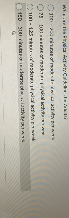 Solved What are the Physical Activity Guidelines for | Chegg.com