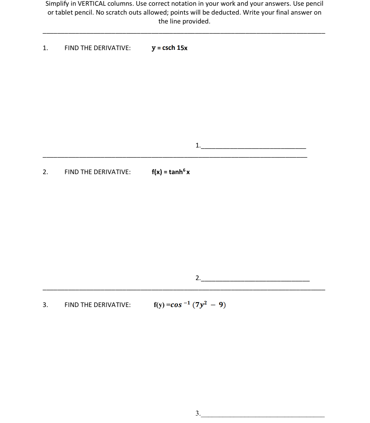 Solved Simplify in VERTICAL columns. Use correct notation in | Chegg.com