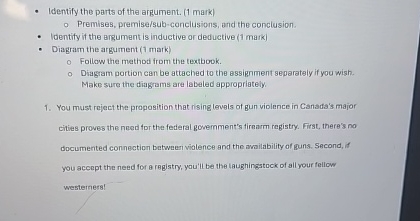 Solved Identify the parts of the argument. (1 ﻿mark)o | Chegg.com