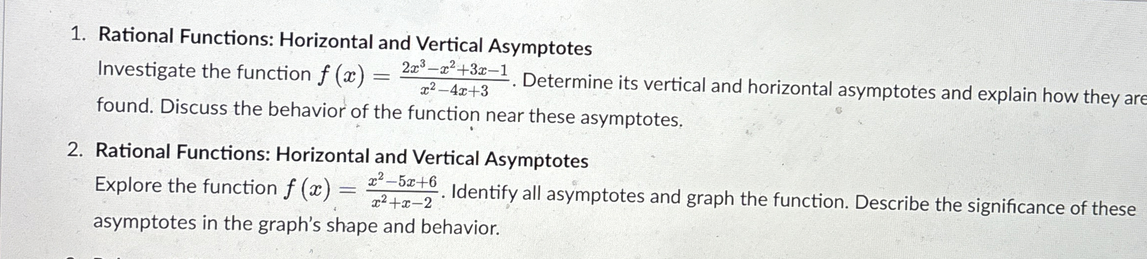 Solved Rational Functions: Horizontal and Vertical | Chegg.com