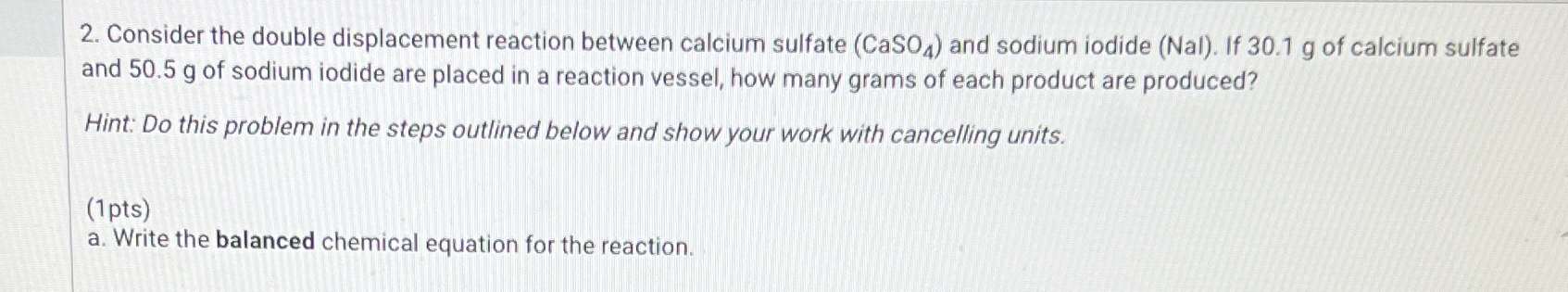 Solved Consider the double displacement reaction between | Chegg.com