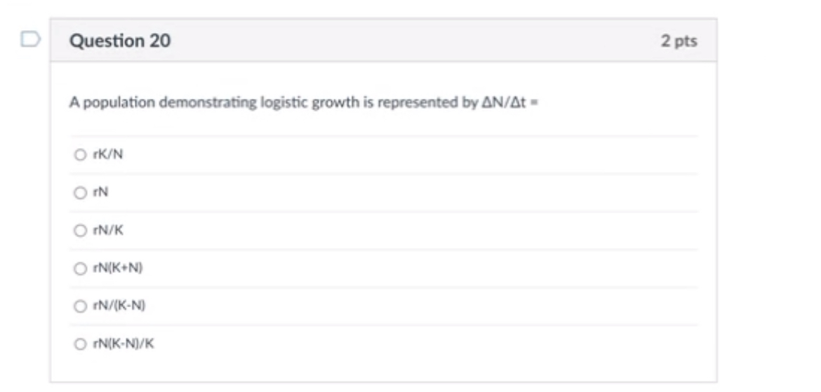 Solved Question 202 ﻿ptsA population demonstrating logistic | Chegg.com
