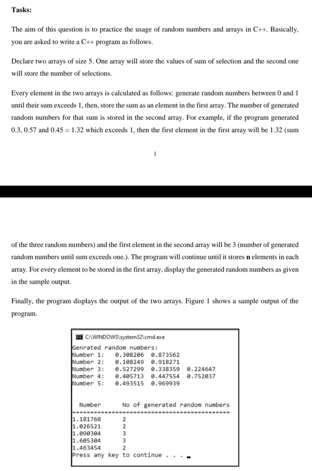 Solved Tasks: The aim of this question is to practice the | Chegg.com