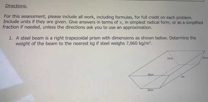 Solved using the formulas v=area of base x height of prism | Chegg.com